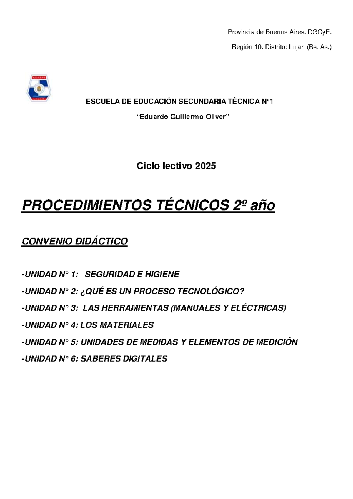 Cuadernillo de Procedimientos Técnicos 2º Año - Seguridad e Higiene 2025 - Studocu