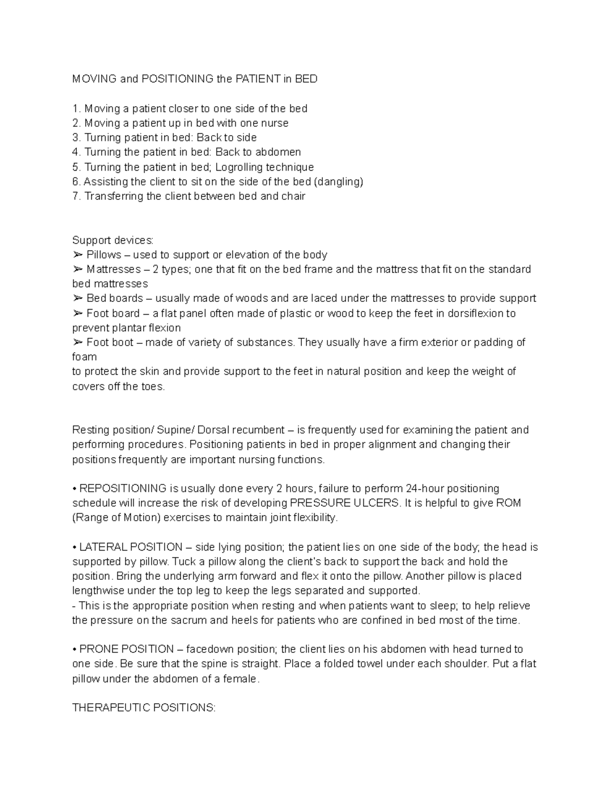 Retdem- Reviewer - THNKS - MOVING and POSITIONING the PATIENT in BED ...