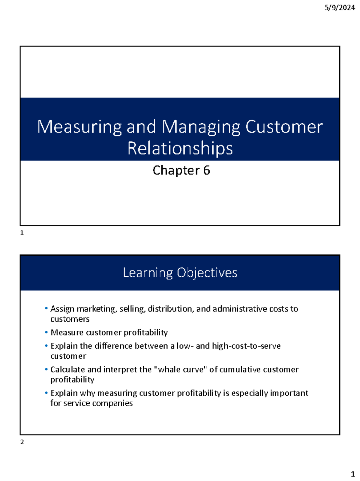 Chapter 6: Measuring & Managing Customer Relationships - Learning ...