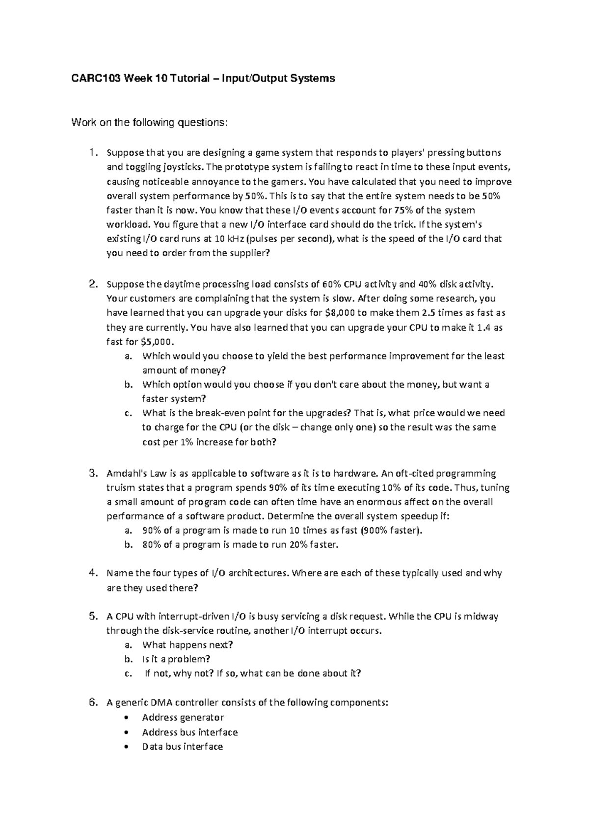 CA Week10 Tutorial (CH07) - CARC103 Week 10 Tutorial – Input/Output ...