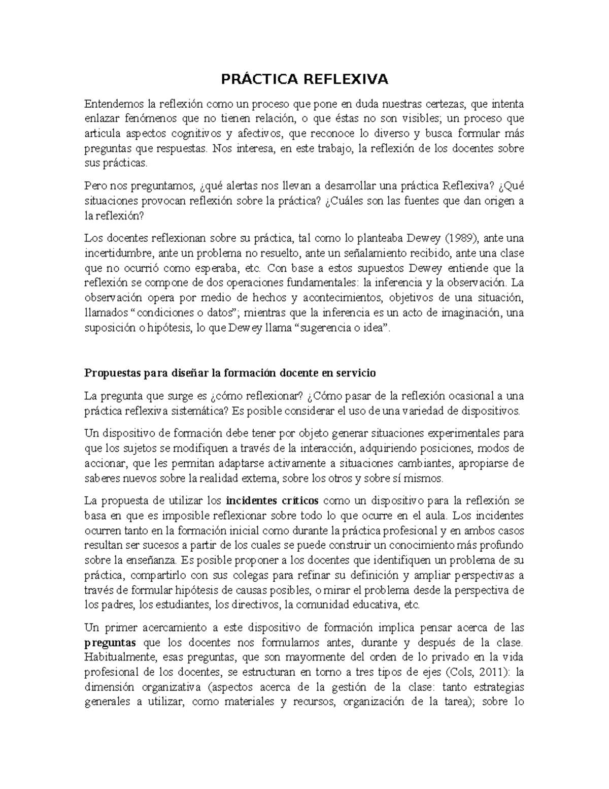 PRÁCTICA REFLEXIVA: Análisis de la Reflexión Docente en la Educación ...