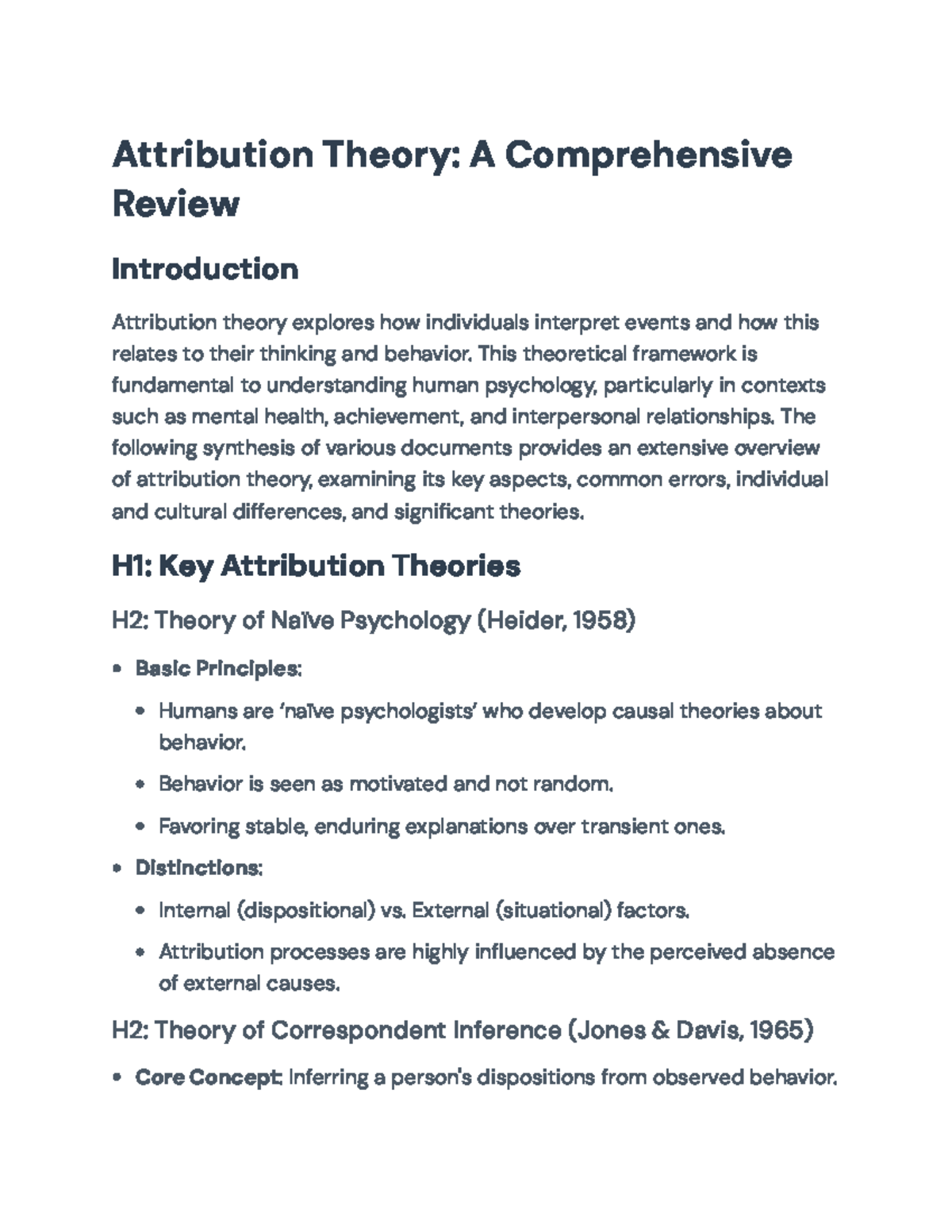 Attribution Theory: Comprehensive Review and Analysis (Psych 101 ...