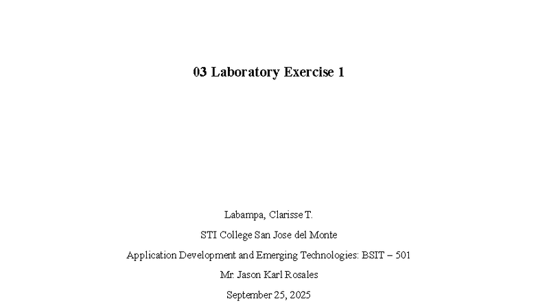 BSIT 501: Lab Exercise 1 - Single Responsibility Principle & OCP - Studocu