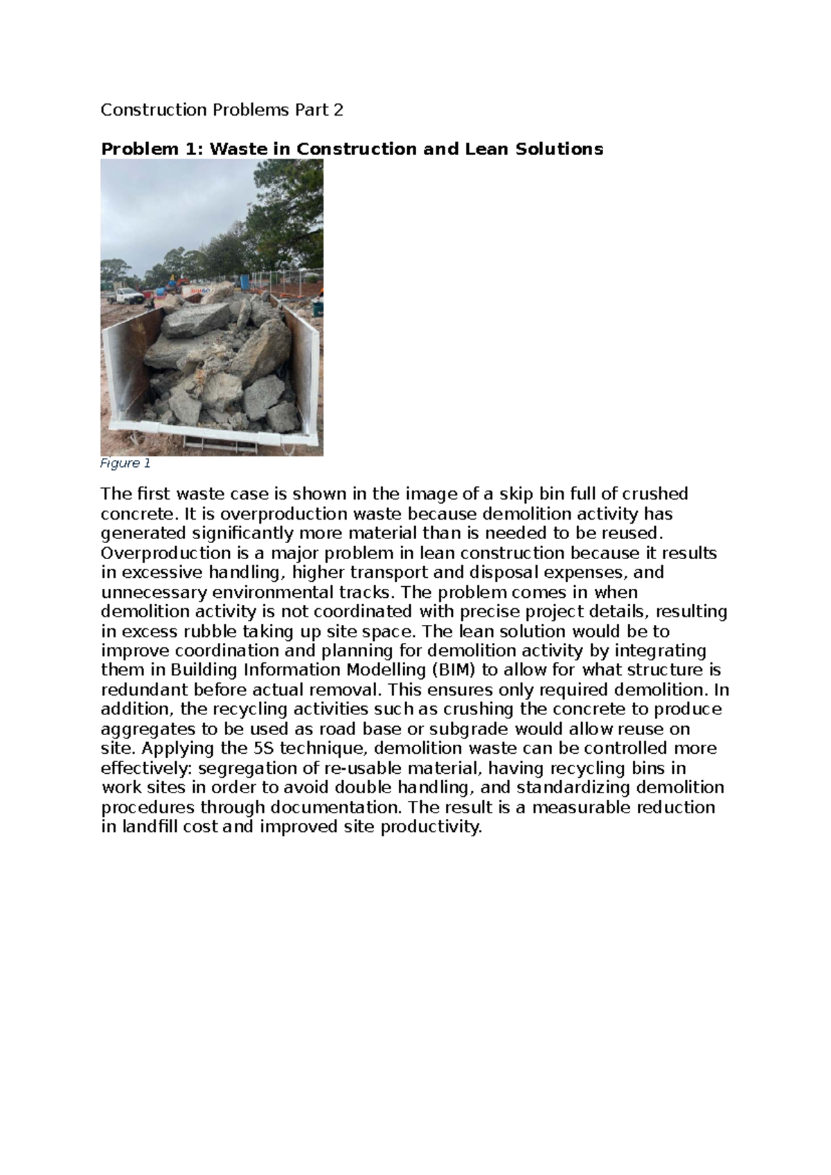 Construction Problems Part 2: Waste Management & Lean Solutions - Studocu