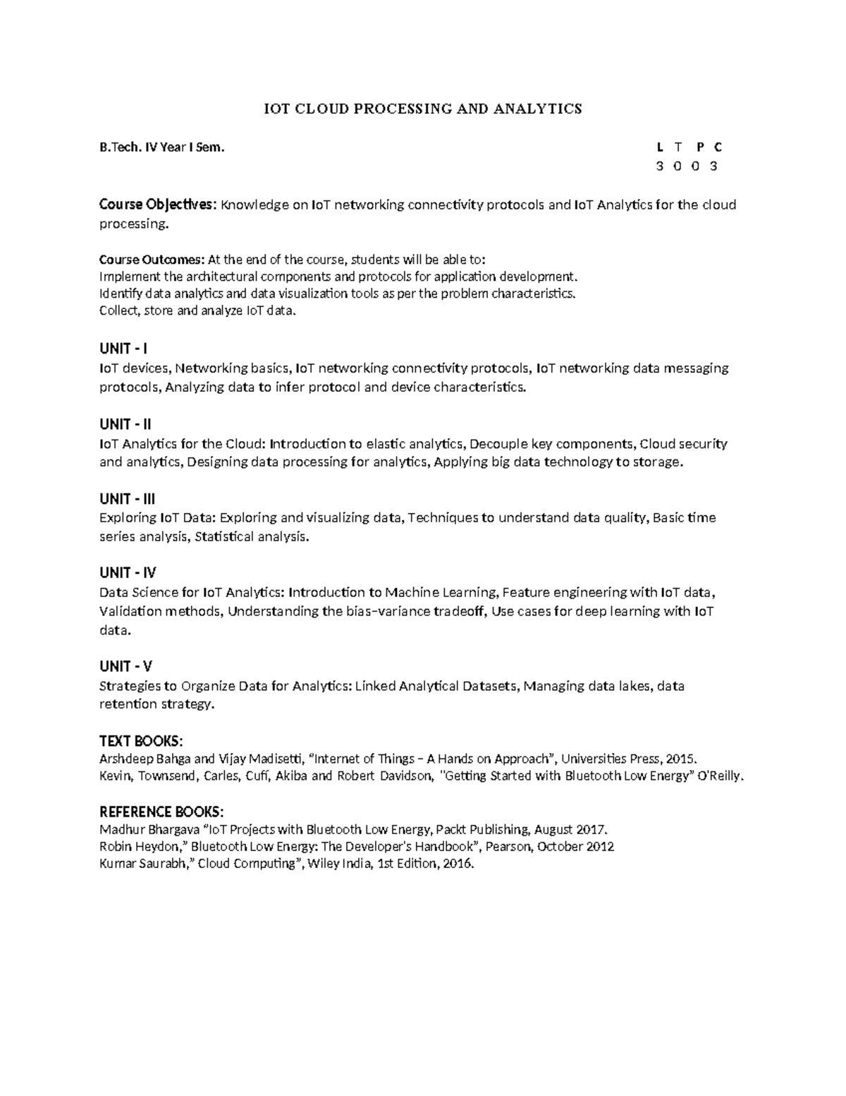 IOT Cloud Processing & Analytics - B.Tech IV Yr I Sem. Lecture Notes ...