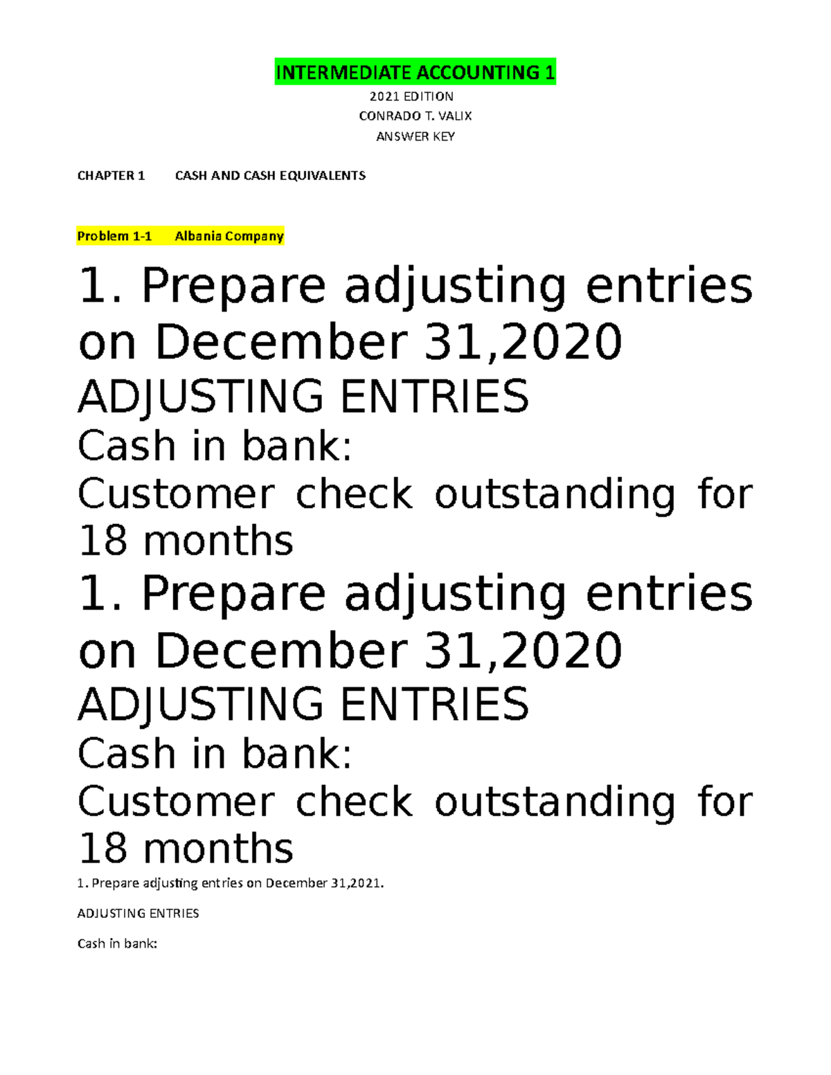 Intermediate Accounting 1 (Cpale FAR IA1) Answer Key - Valix 2021 ...
