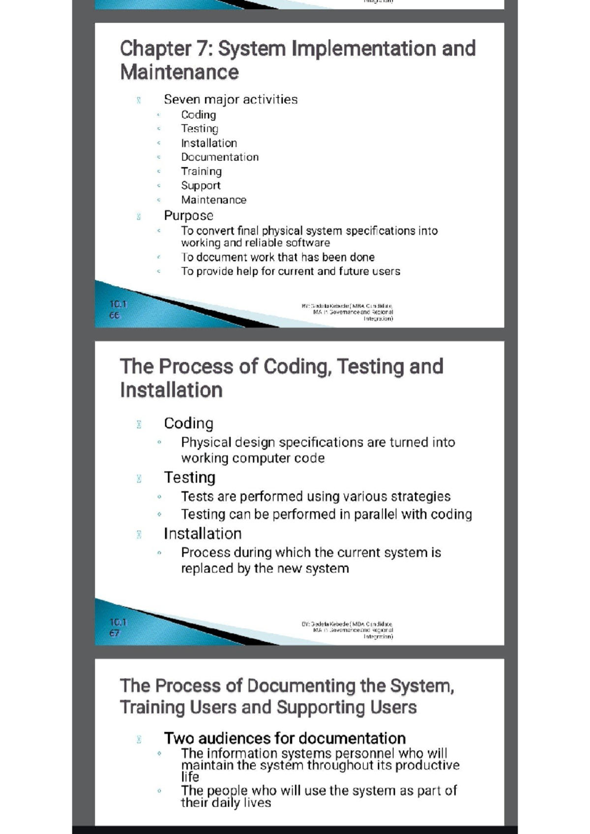 SAD 7: System Implementation & Maintenance Overview - Studocu