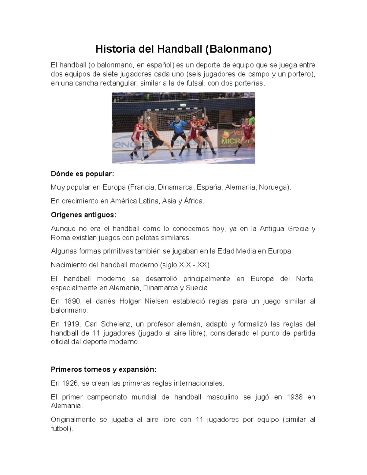 Historia del Handball: Evolución y Desarrollo en Guatemala - Tarea 6 ...