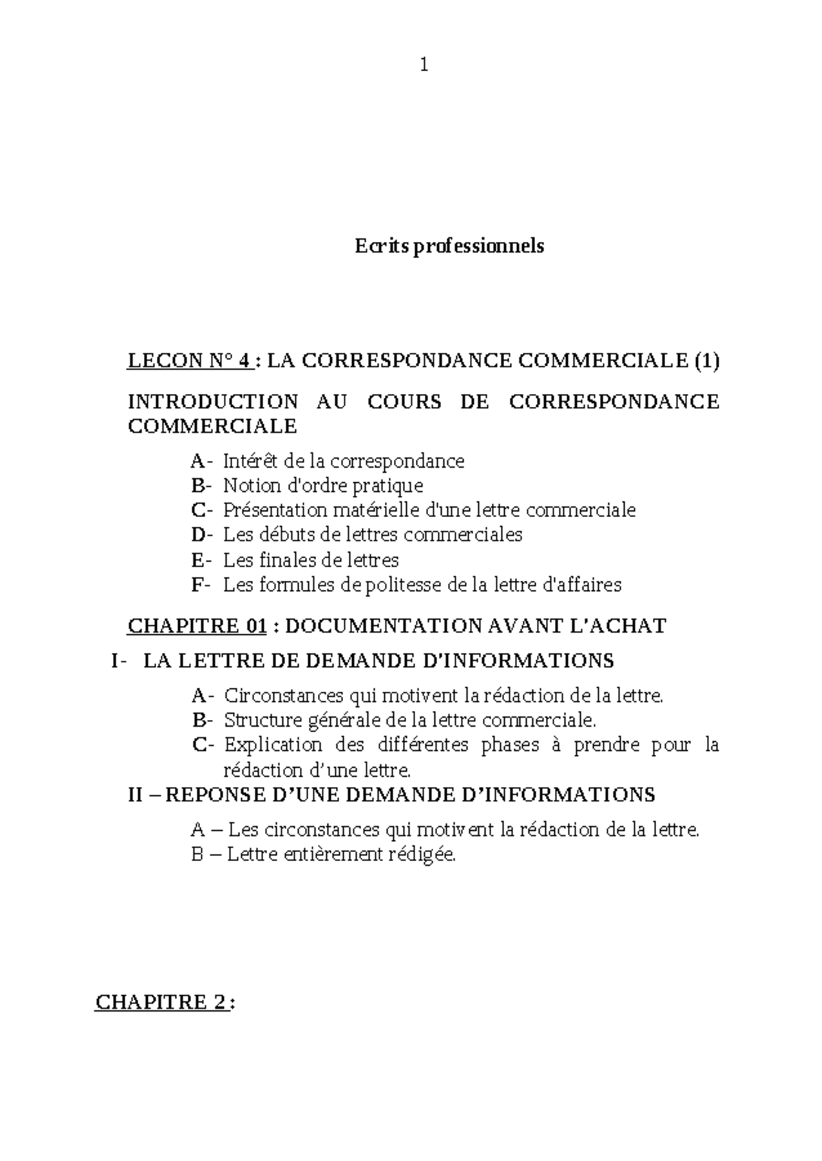 Cours de Correspondance Commerciale : Guide Pratique et Exemples - Studocu