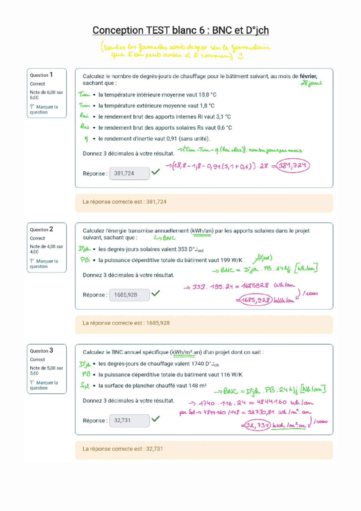 Résolution Test Blanc Conception Q2 2425 : Calculs et Réponses - Studocu