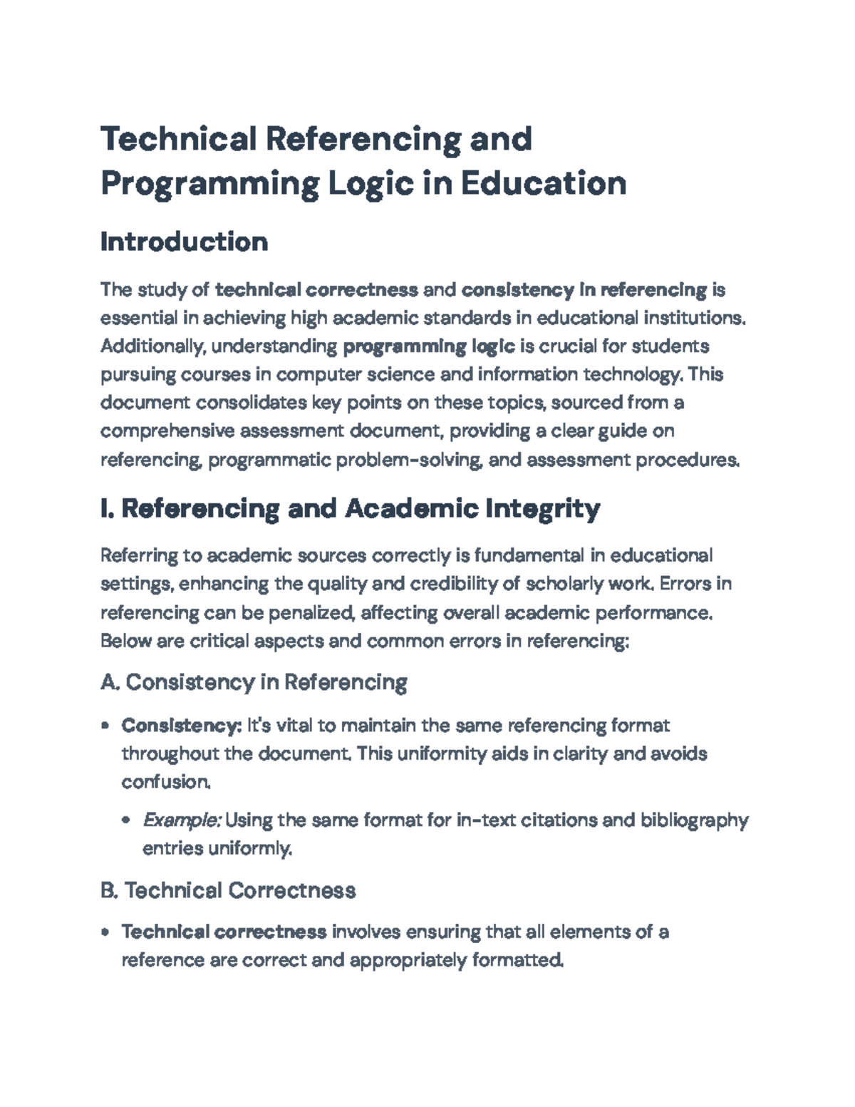 Technical Referencing & Programming Logic Guide (CS101) - Studocu