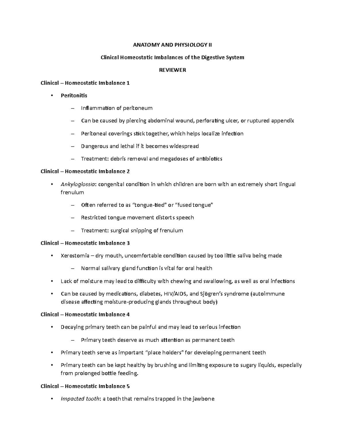 Clinical Homeostatic Imbalances of Digestive system and Nutrition ...