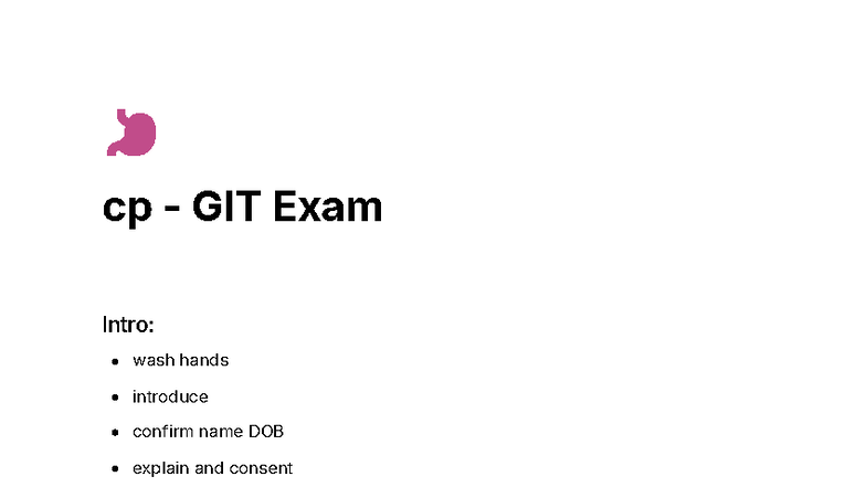 GIT Exam Summary: Key Steps and Signs for Assessment - Studocu