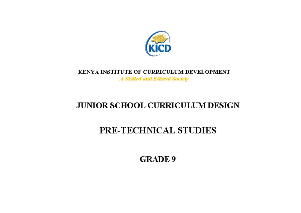 Pre-Technical Studies Grade 9 Curriculum Design - July 2024 Revision ...