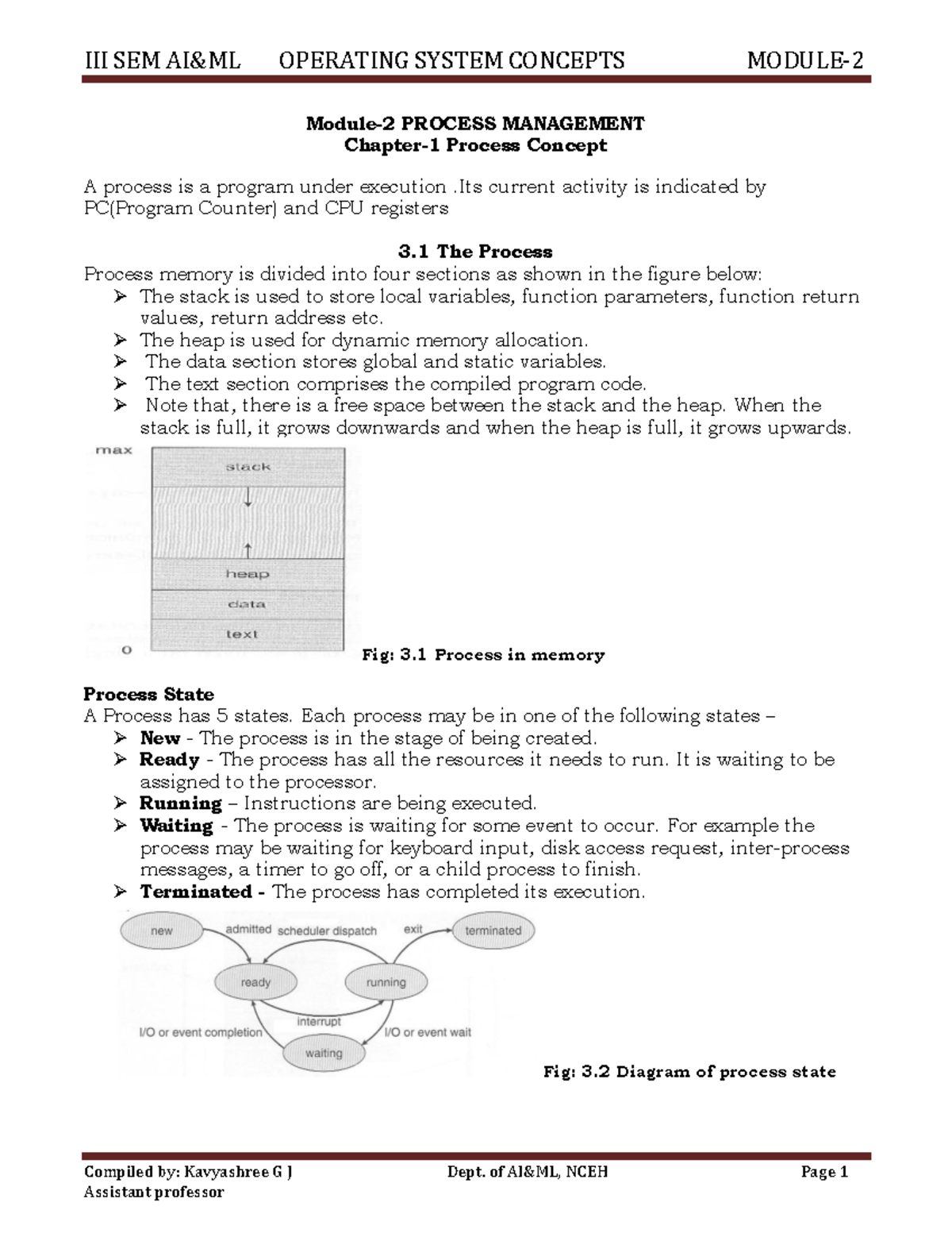 OS Module 2 - Chapter 1: Process Management Concepts - Studocu