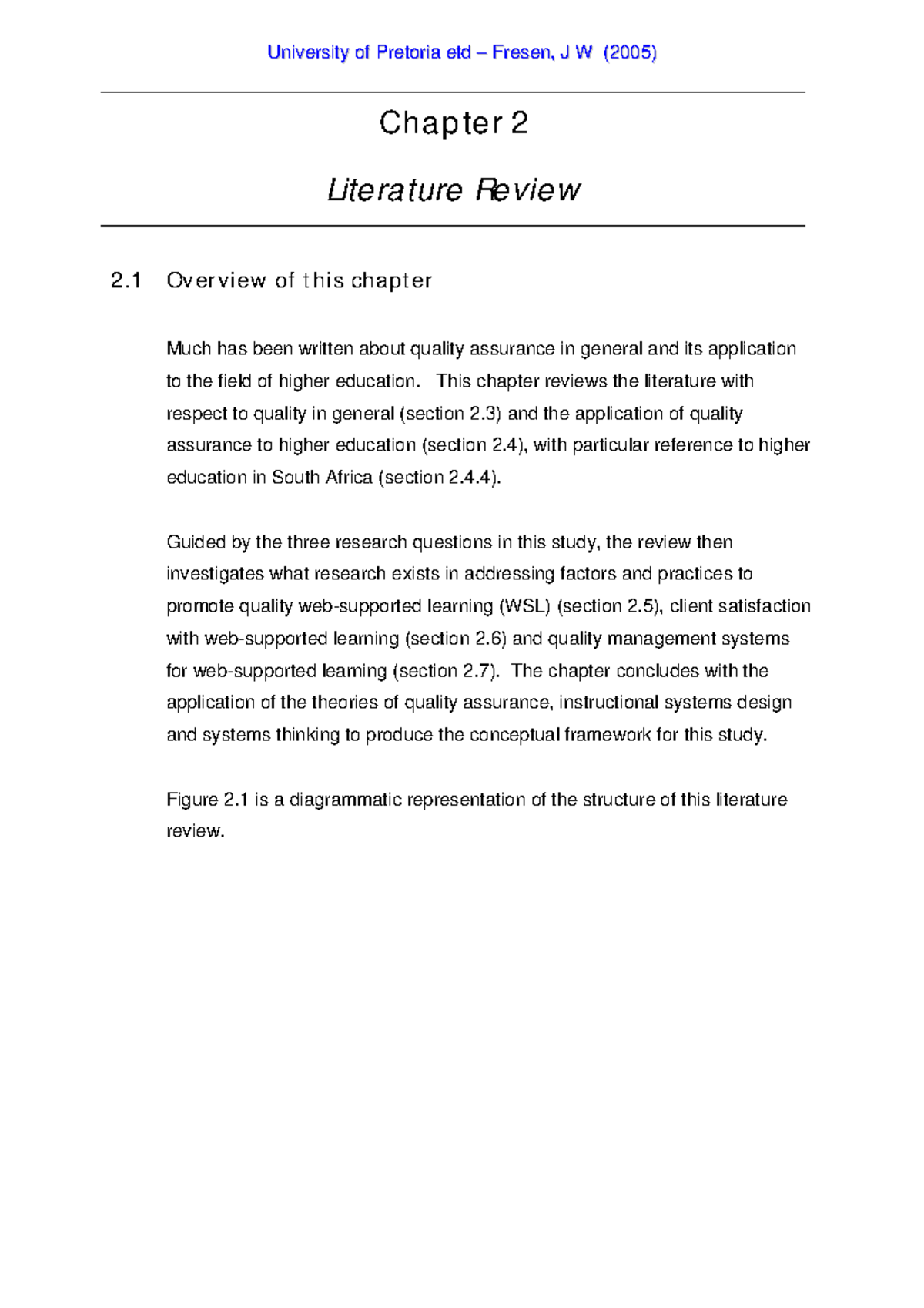 Practical Research Chapter 2: Literature Review on Quality Assurance ...