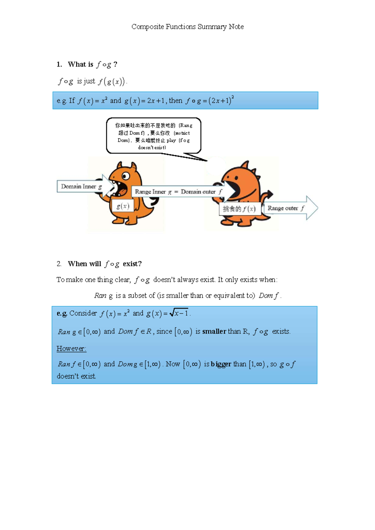MM Composite Functions Summary Note: Key Concepts and Examples - Studocu