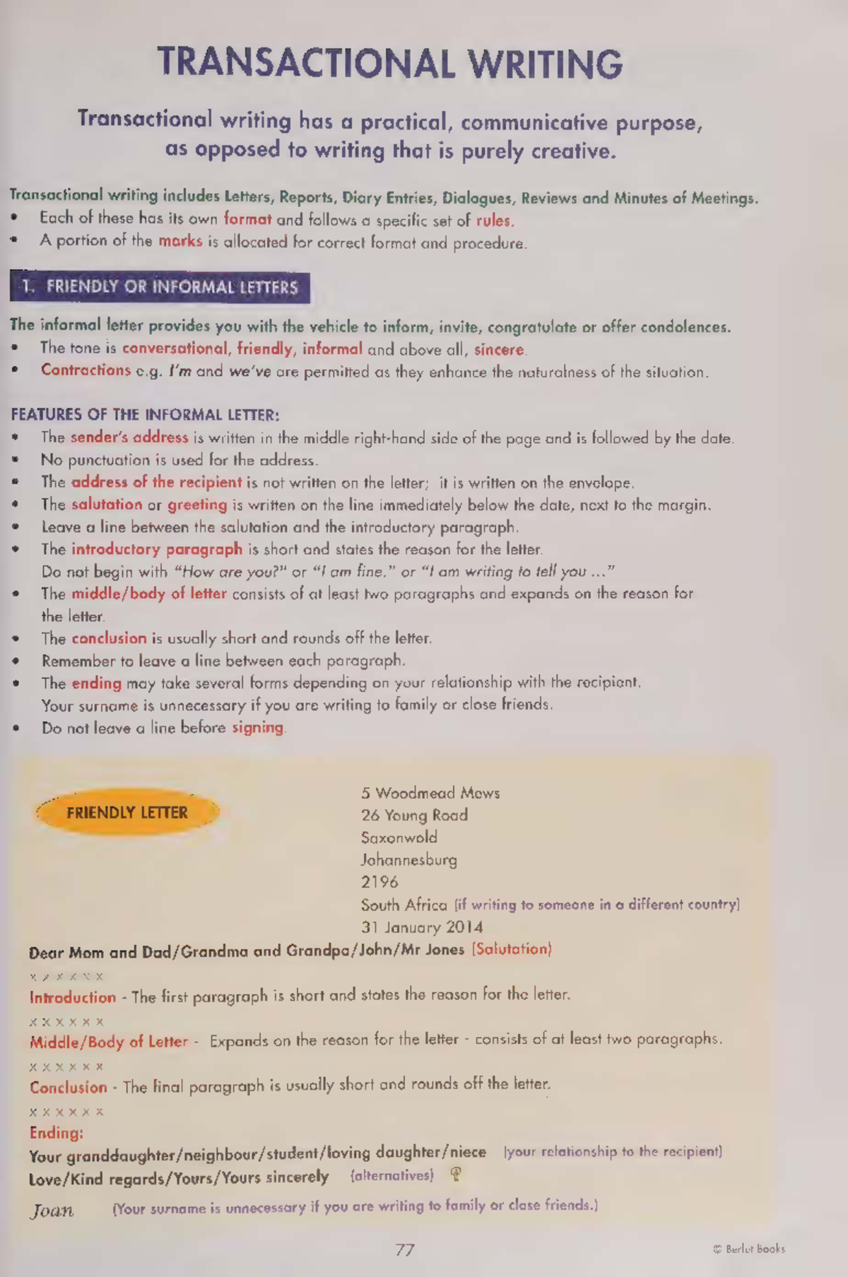 Transactional Writing: Formal & Informal Letters Guide - Studocu