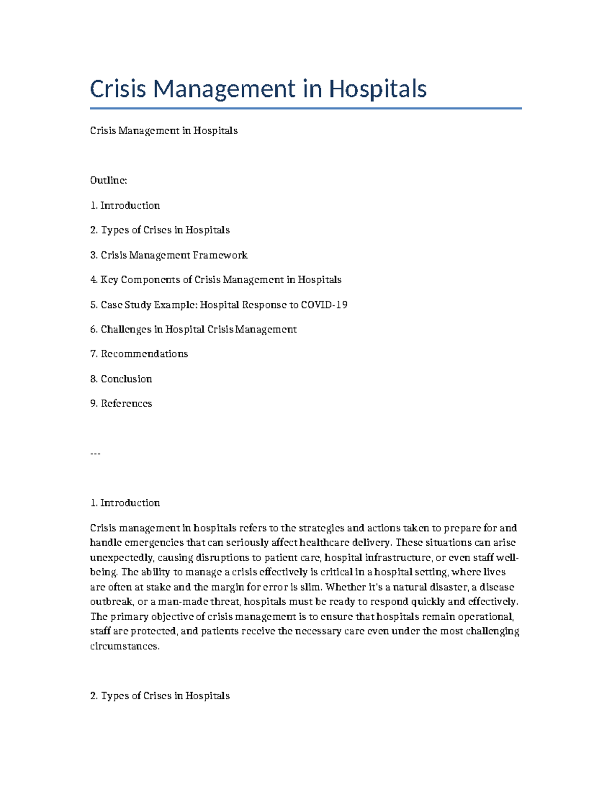 Crisis Management in Hospitals: Strategies, Frameworks & Case Studies ...