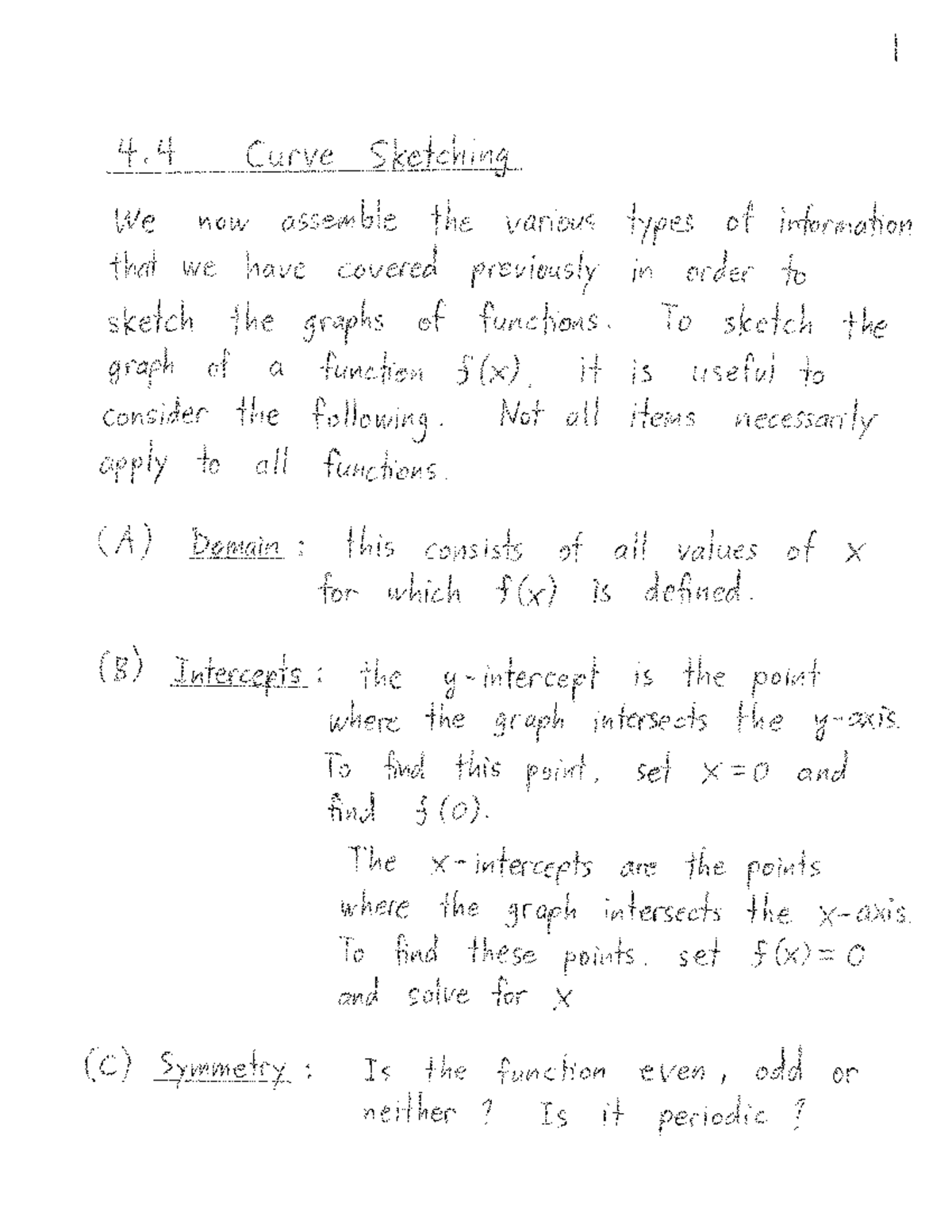 Chapter 4.4: Curve Sketching Techniques and Analysis - Studocu