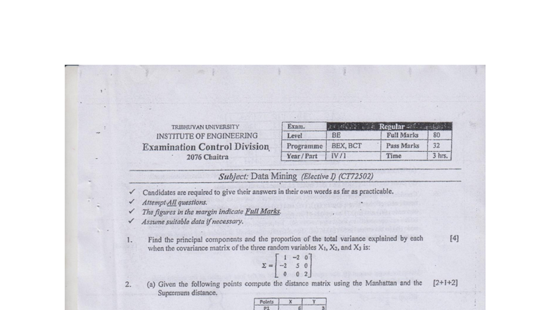 Data Mining (CT72502) Past Exam Questions and Solutions - Studocu