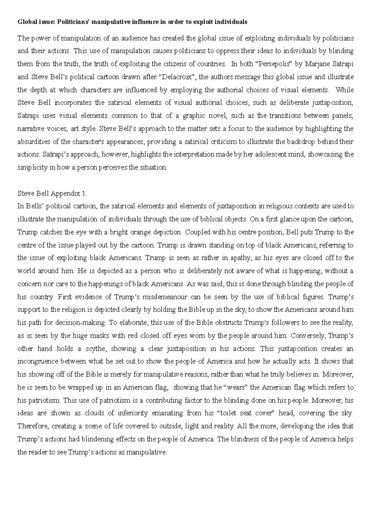 Written oral first draft uauaua - Global issue: Politicians ...