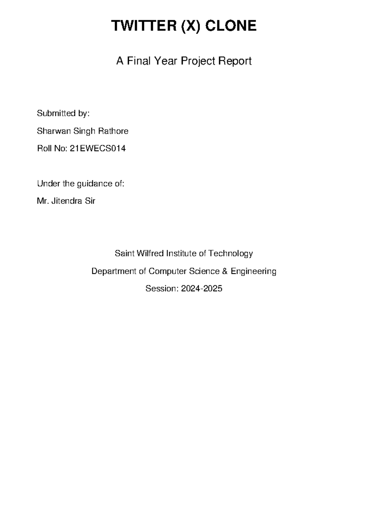 Twitter Clone Project Final Report (CS 21EWECS) - Studocu