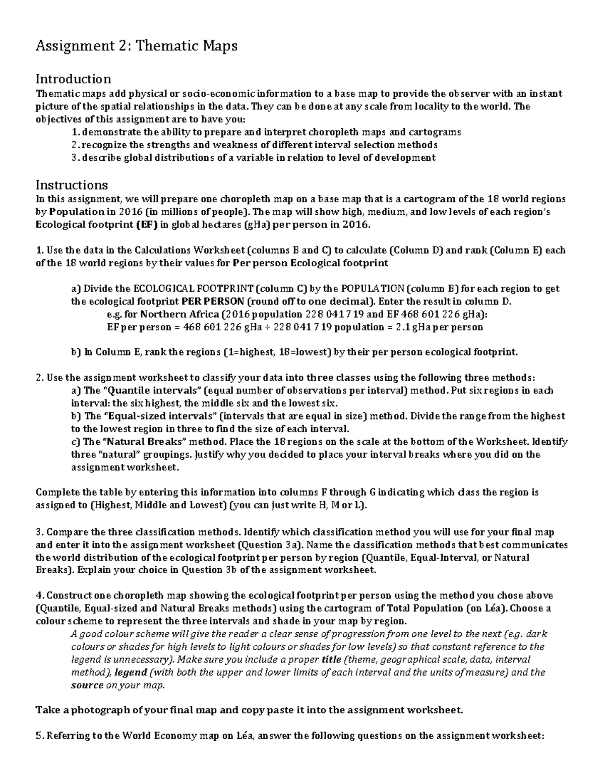 Modification of Assignment 2: Thematic Maps Instructions and Guidelines ...