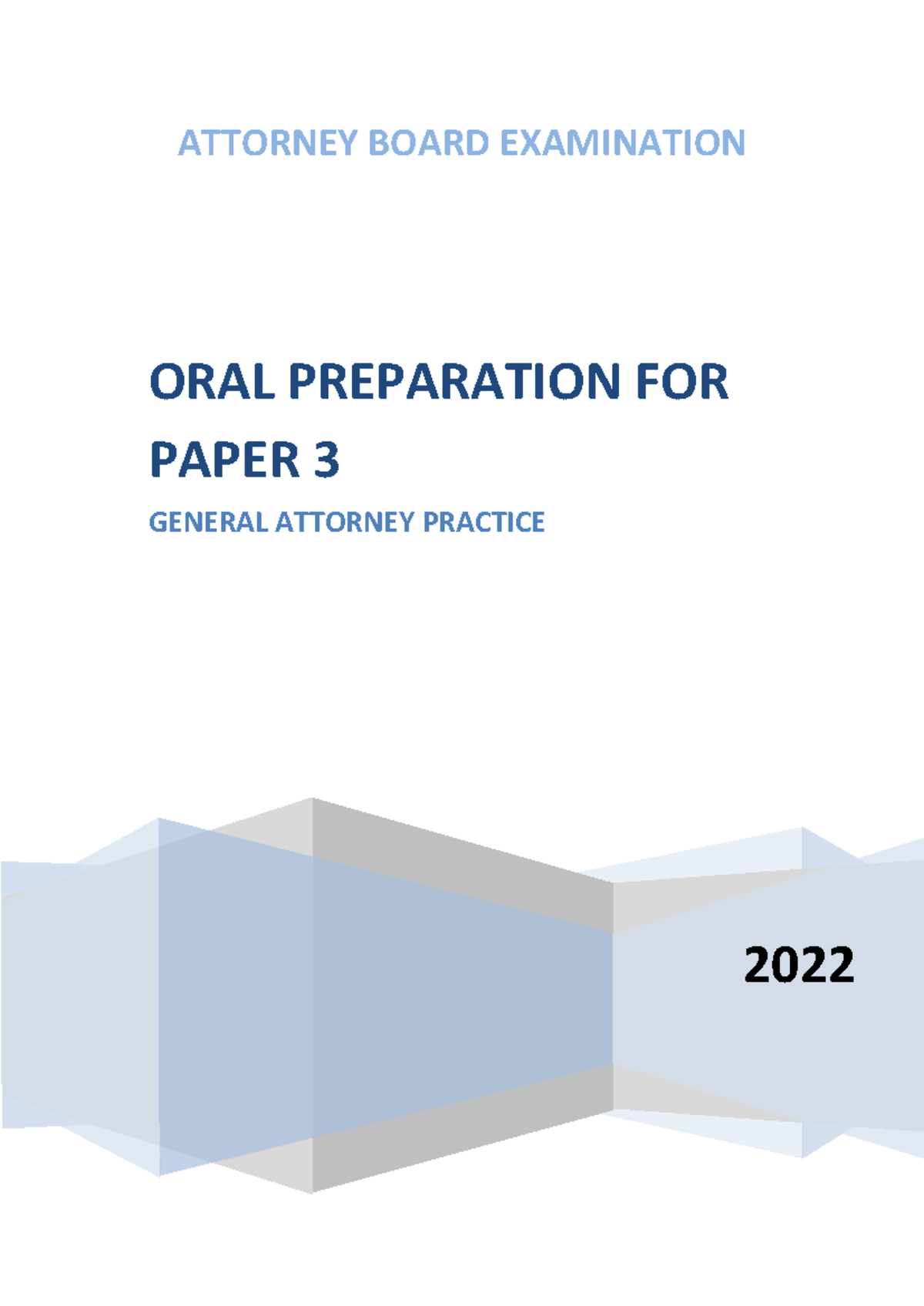 ORAL PREPARATION MEMO FOR ATTORNEY EXAMINATION PAPER 3 - Studocu