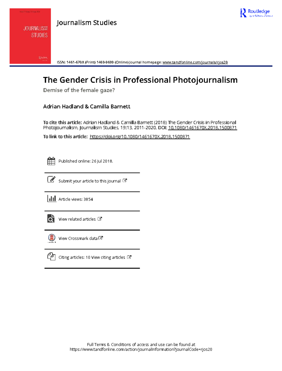 The Gender Crisis in Professional Photojournalism: Insights and ...