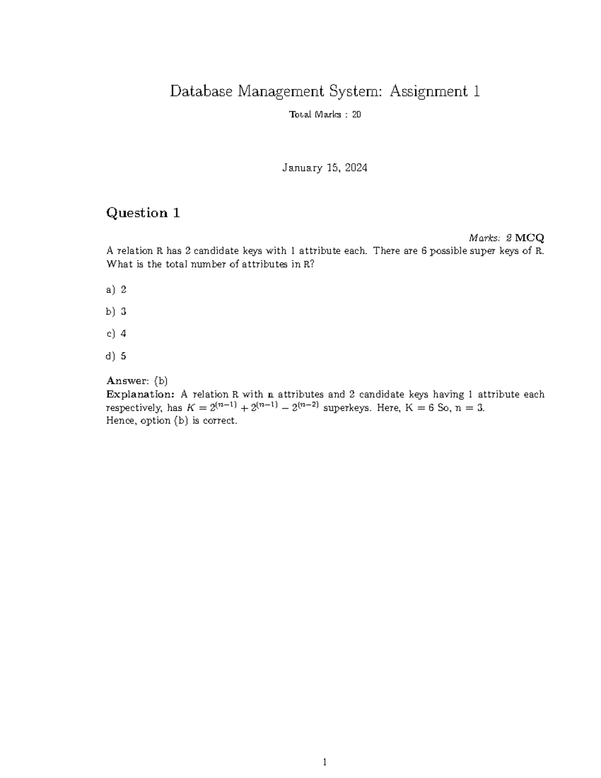 NPTEL DBMS 2024 Assignment Solutions: Comprehensive Guide to MCQs - Studocu