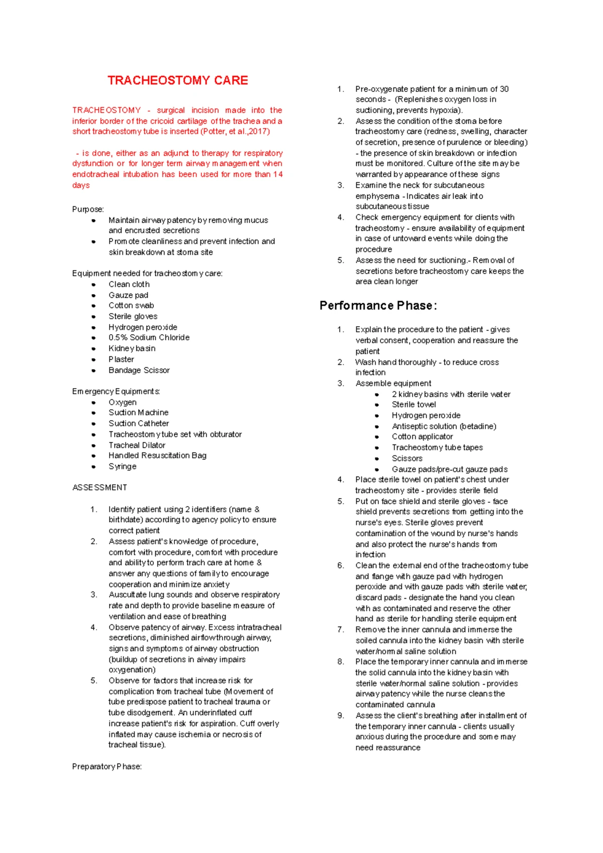 Tracheostomy+care+and+suctioning+ Outline - MANAGEMENT OF PATIENTS WITH ...
