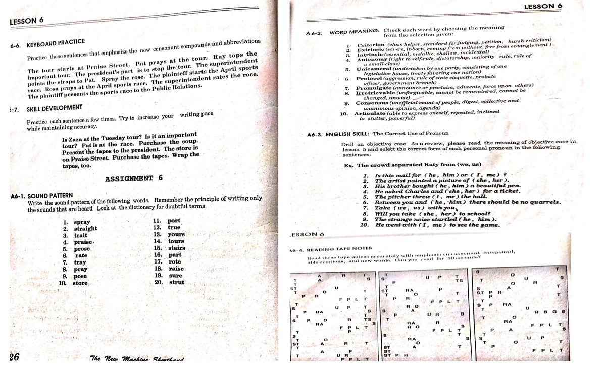 Machine Shorthand Techniques: Lesson 6-10 - Studocu