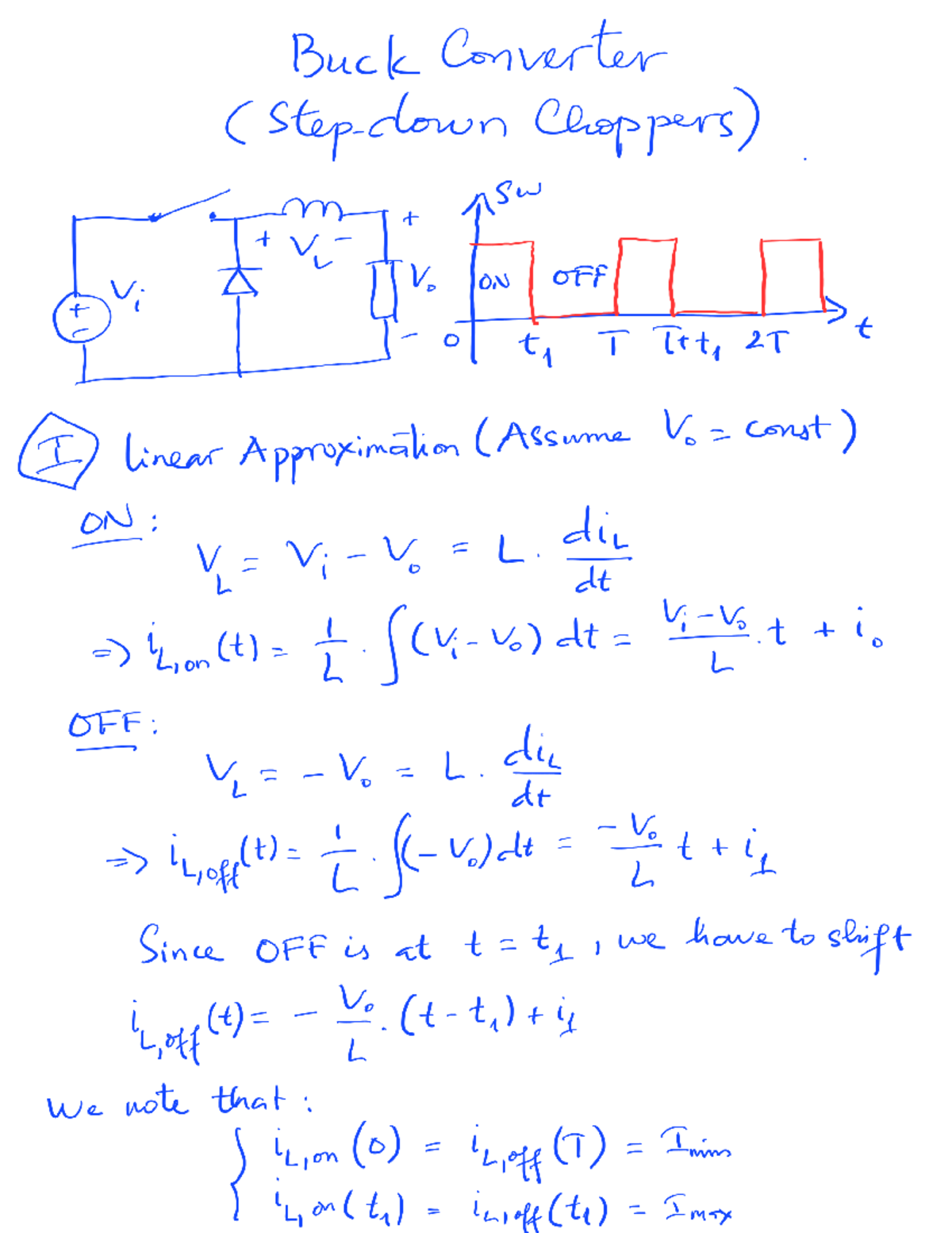 Buck Converter Analysis: SW VL 5 ON/OFF Linear Approximation - Studocu