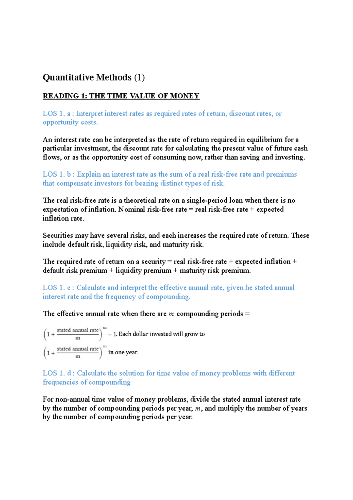 Quantitative Methods - CFA Level 1 institute - Quantitative Methods (1 ...