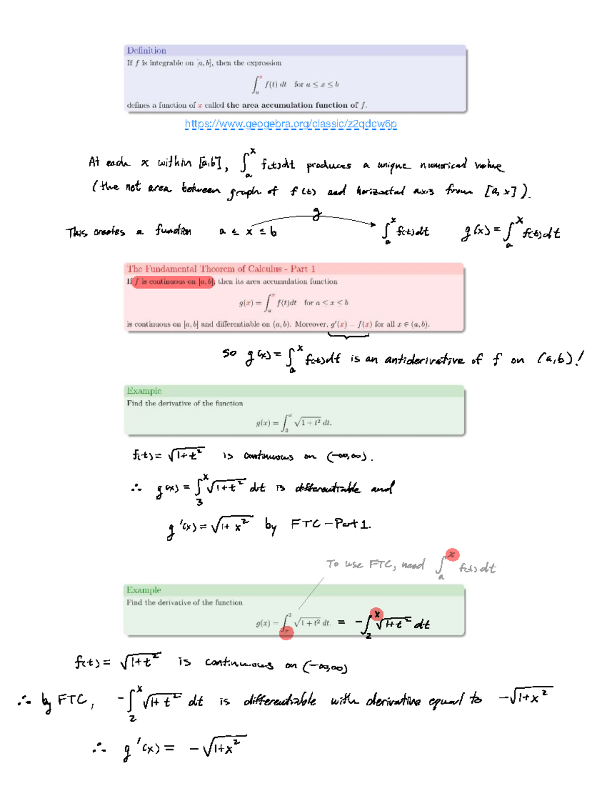 Math 154 Lecture 22-1: Area Between Curves and FTC Concepts - Studocu