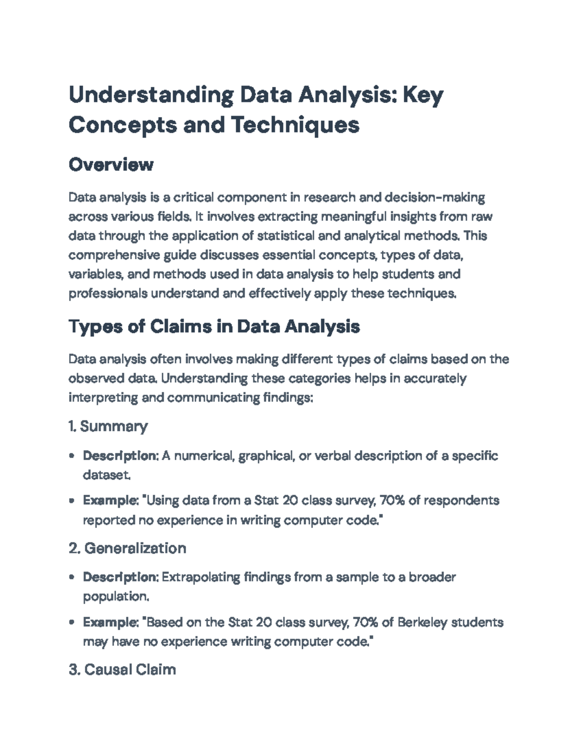 Understanding Data Analysis: Essential Concepts & Techniques (Stat 20) - Understanding Data ...