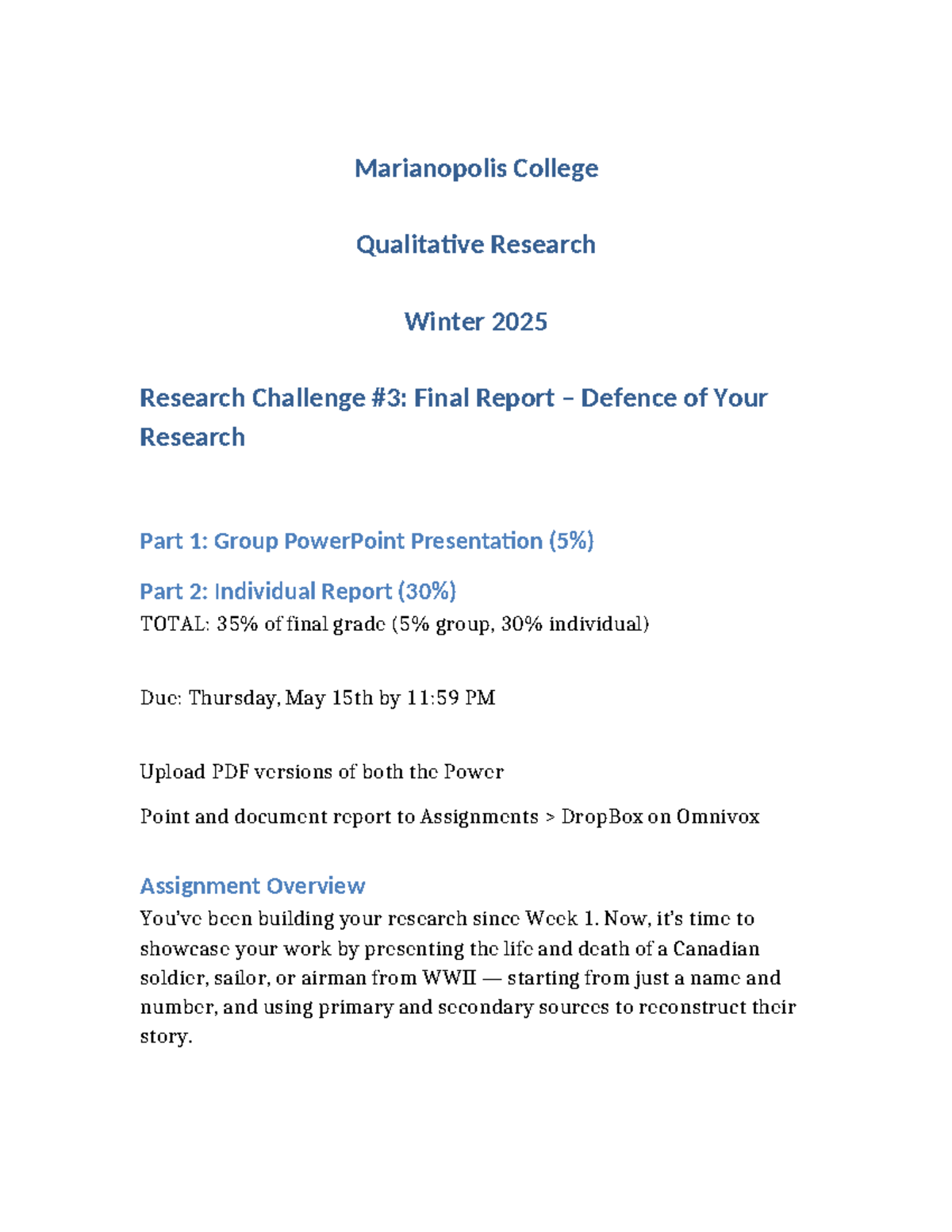 Marianopolis College QR Winter 2025 Research Challenge Final Report ...