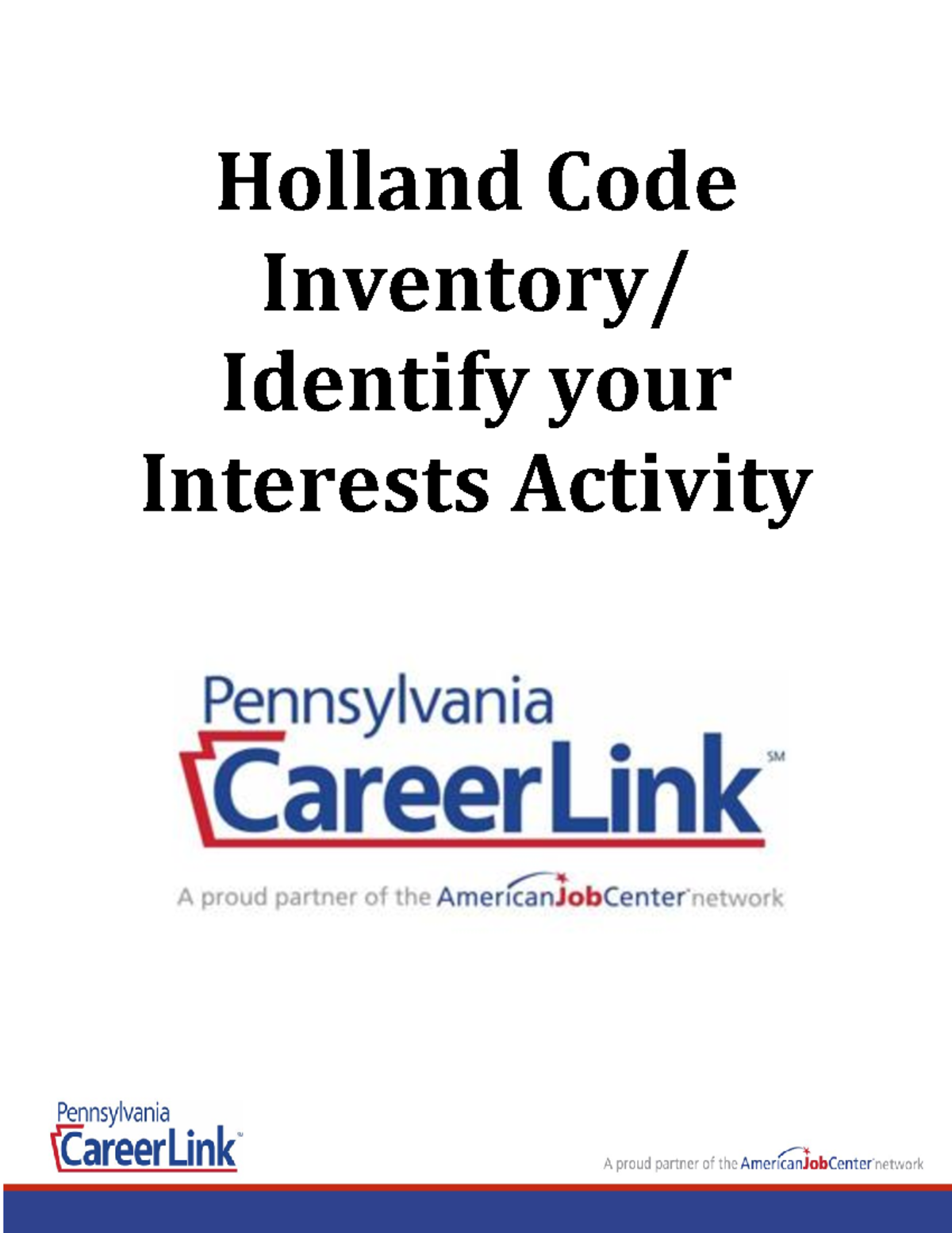 Holland Code Career Interest Activity Guide - Studocu