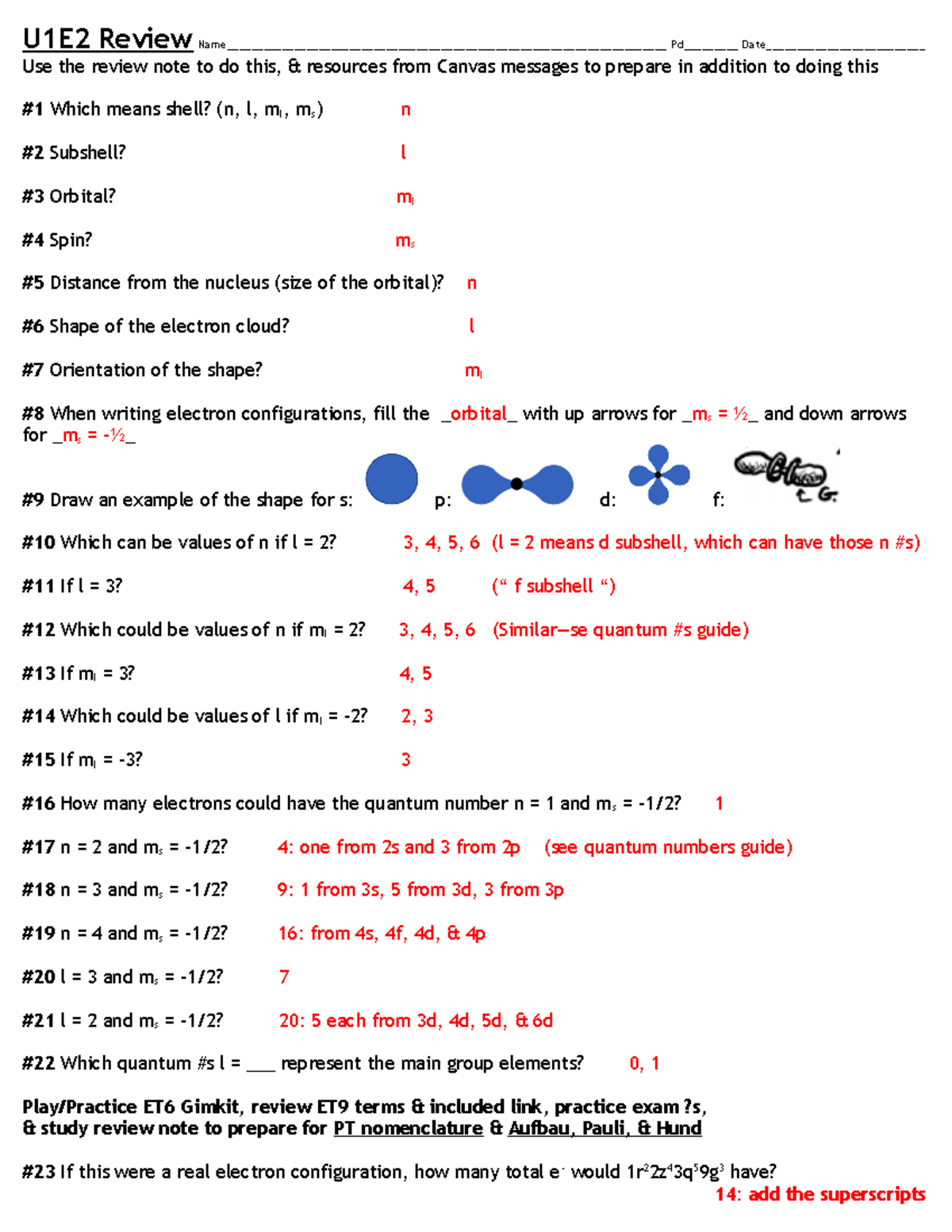 Chemistry On Ramps U1E2 Exam Review Key-2 - U1E2 Review - Studocu