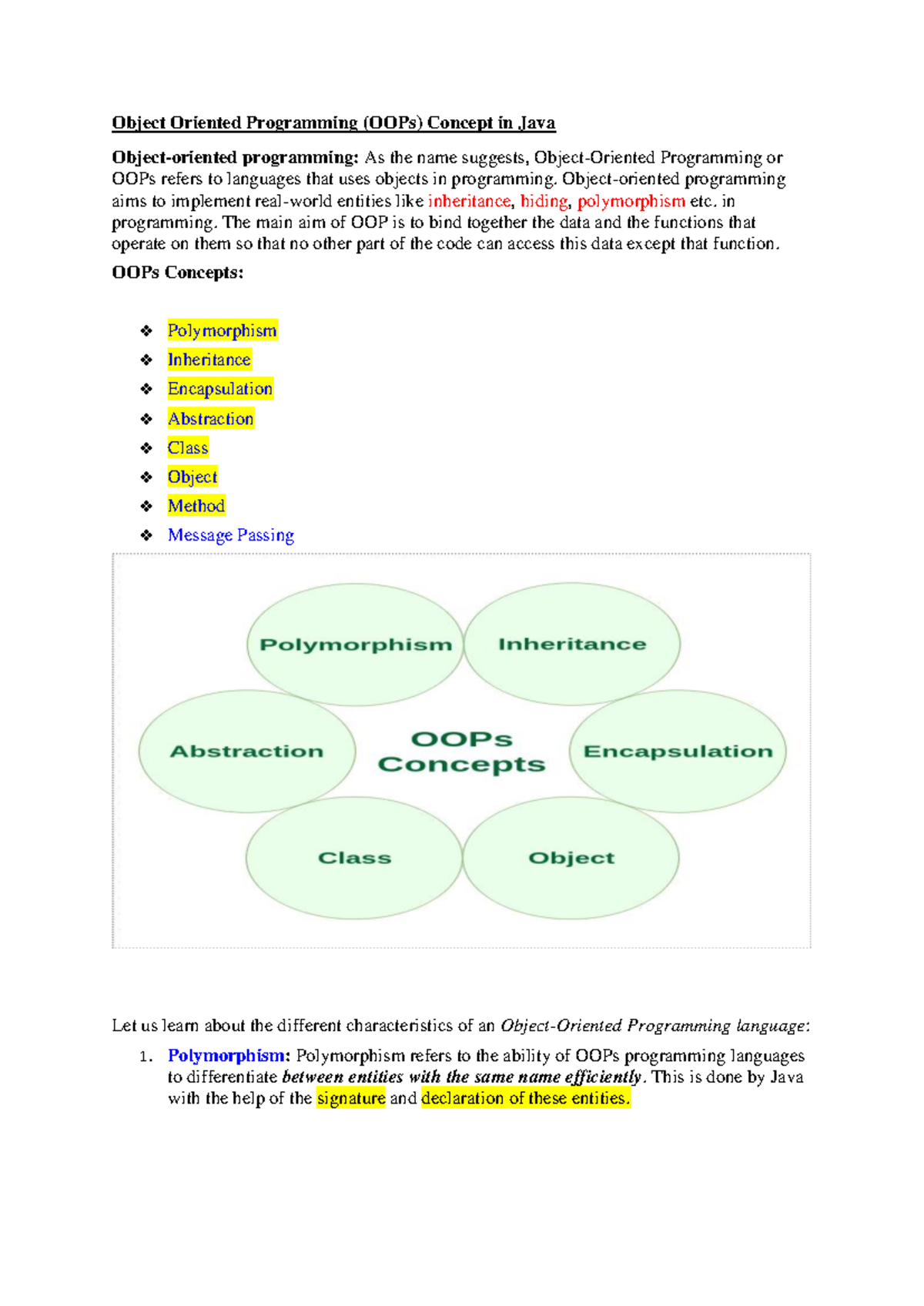 Object Oriented Programming - Object-oriented programming aims to ...
