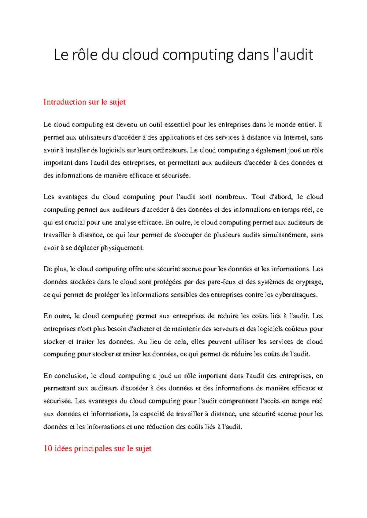 Le cloud computing et son impact dans l'audit : Analyse approfondie ...