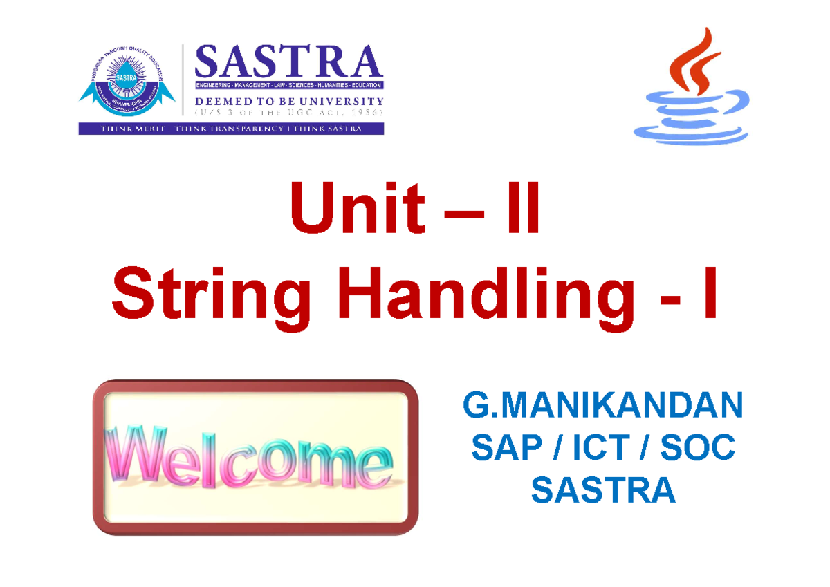 Java unit 2 fully - java programming notes - G SAP / ICT / SOC SASTRA ...