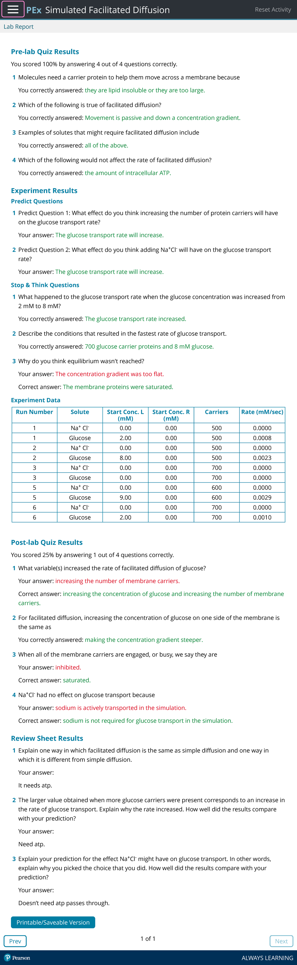 PEx Exercise 1 Activity 2: Facilitated Diffusion Lab Report Quiz ...