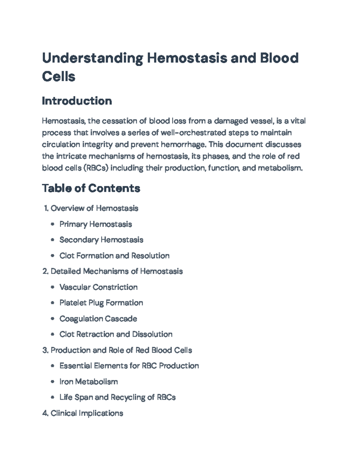 Understanding Hemostasis and Red Blood Cell Function (BIO 101 ...