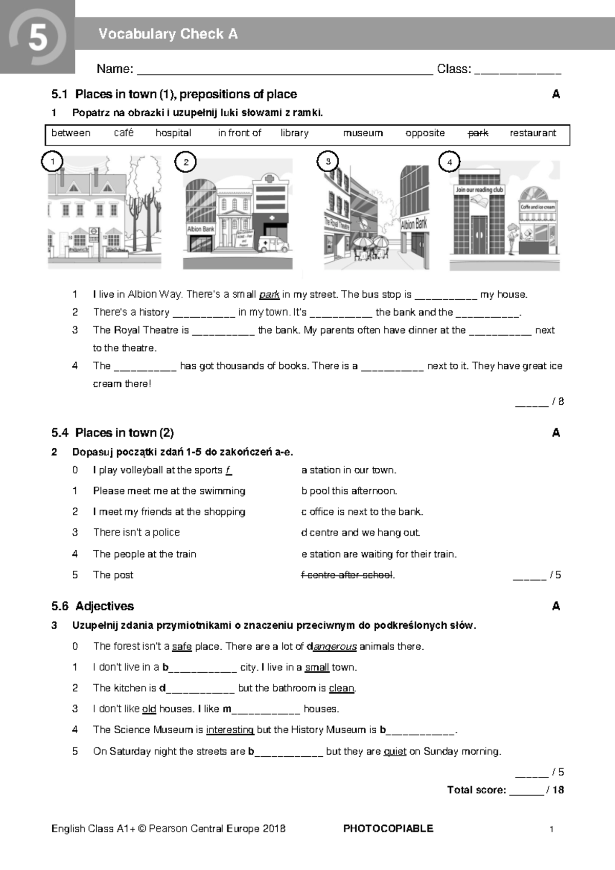 EC A1P - Vocabulary check 5A - Name ...