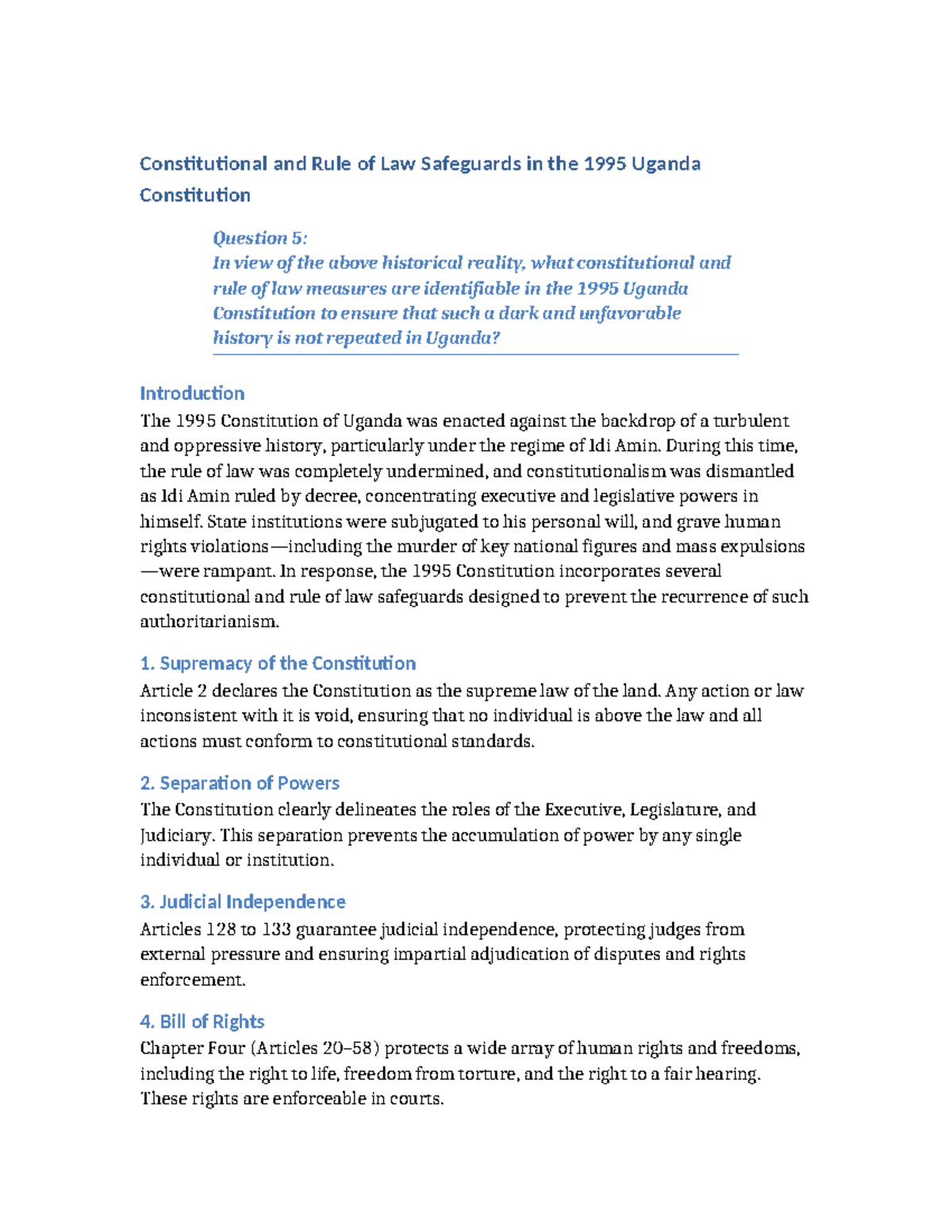 Constitutional Safeguards Uganda 1995 - Constitutional and Rule of Law ...