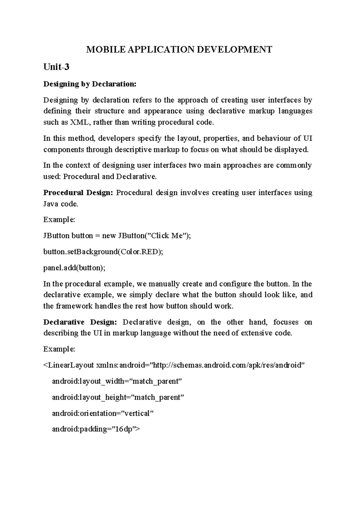Unit-3 (MAD) - Mobile App Development: UI Design & Debugging Techniques ...