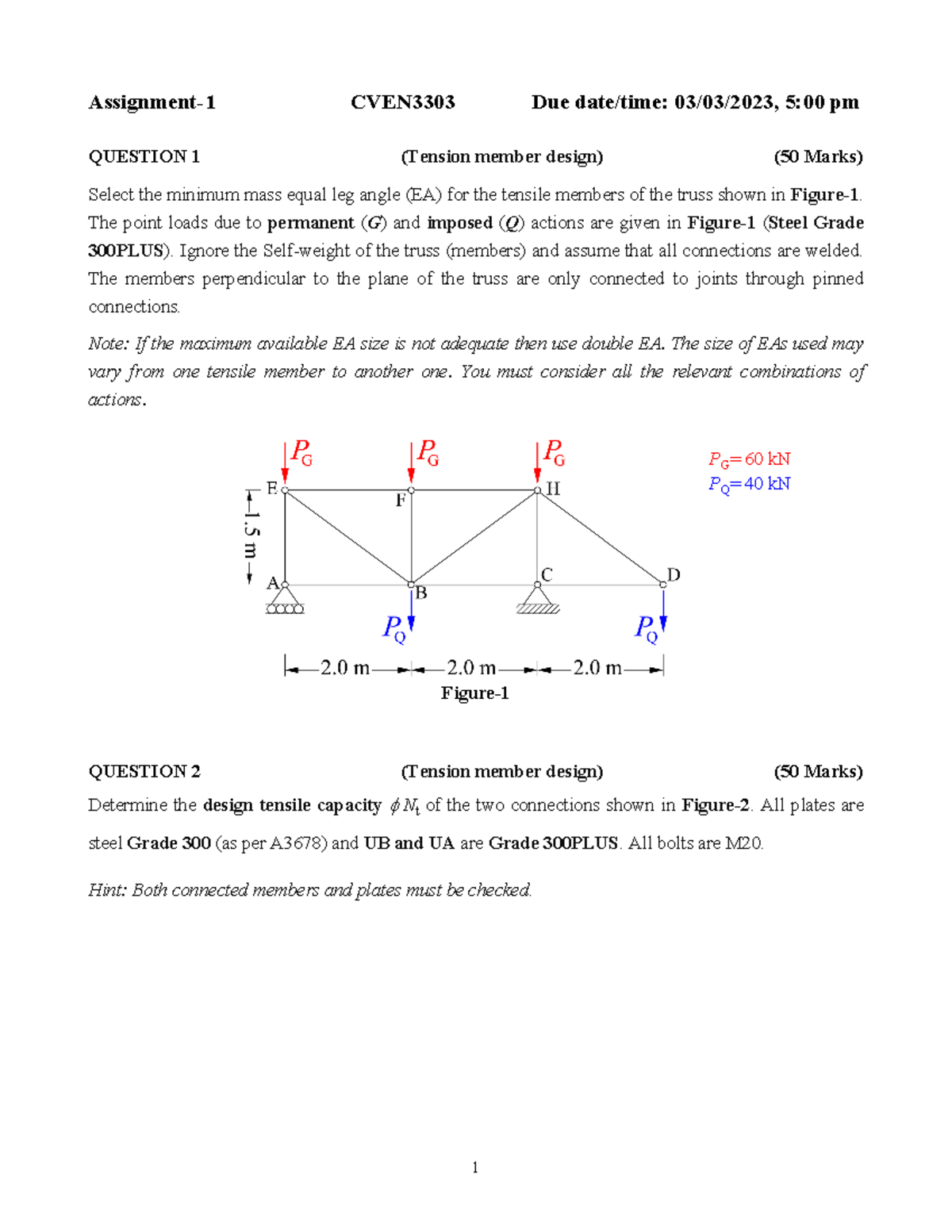 CVEN3303 Assignment-1 Solutions: Tension Member Design - Studocu