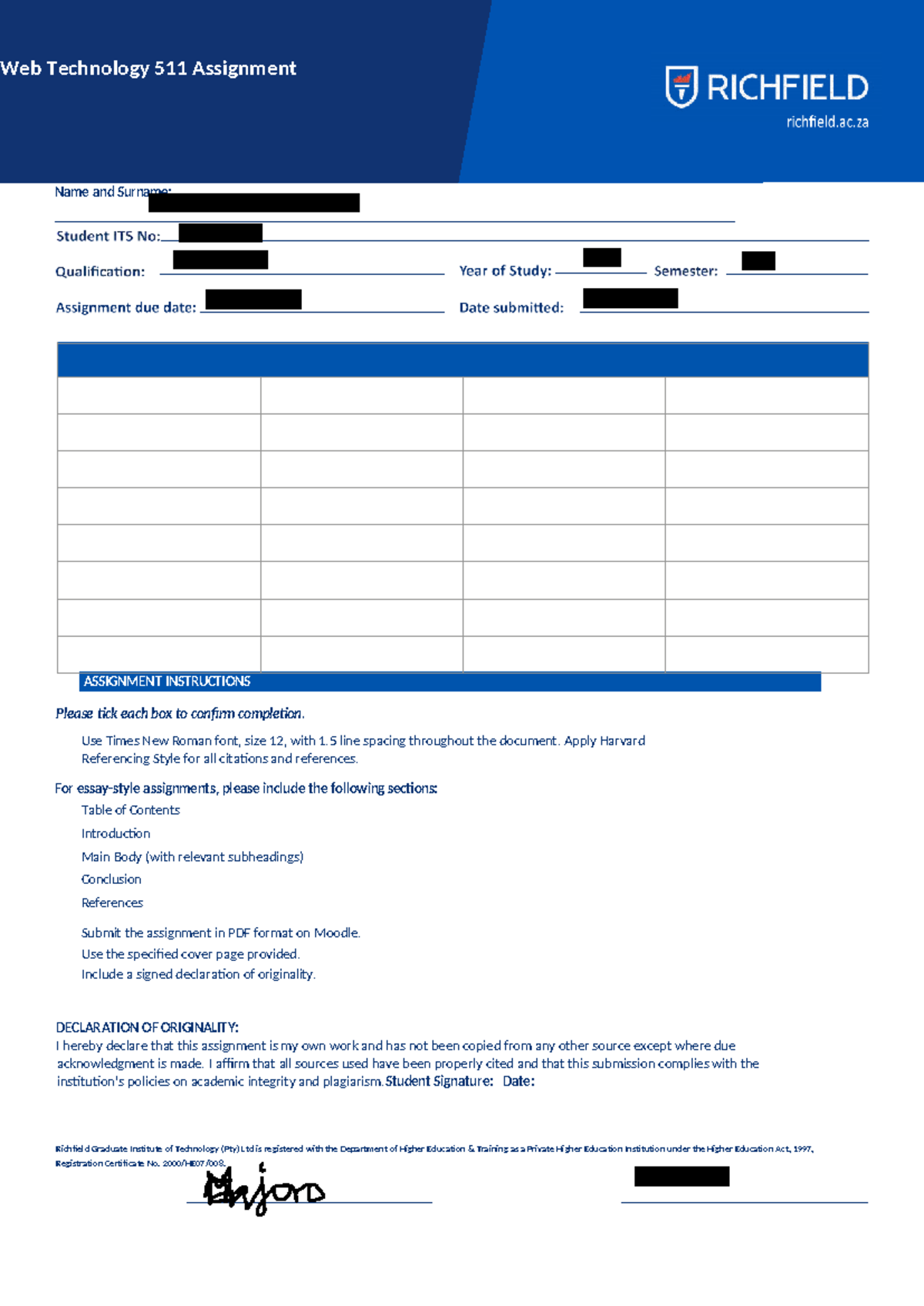 WEB Technology 511 Assignment: Richfield Connect Prototype Development ...
